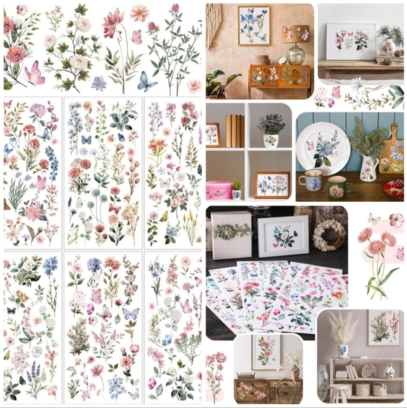 Design | Nwt Floral Stickers Activities Crafts Photos Rub On Transfers ...